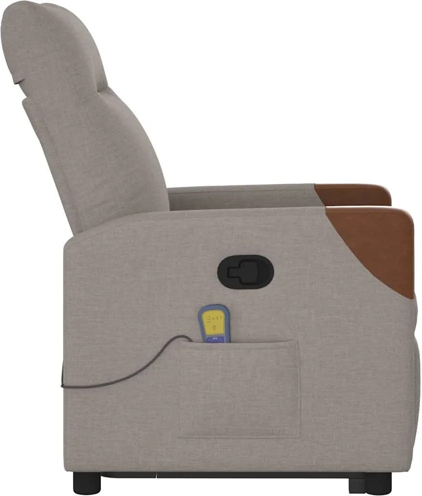 Zvedací masážní polohovací křeslo taupe textil 3324019