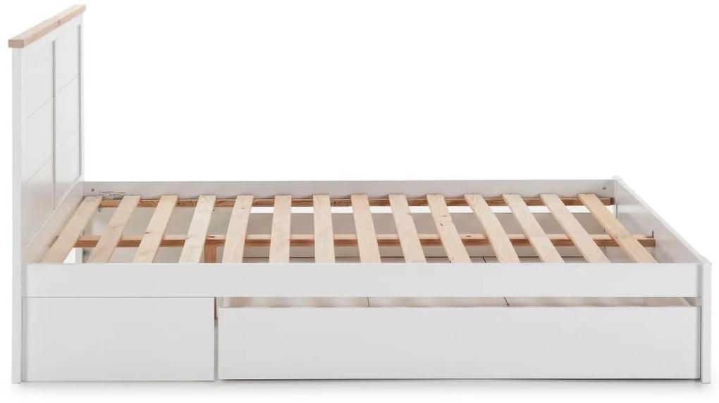 Bílá borovicová dvoulůžková postel Marckeric Gabi 140 x 190 cm