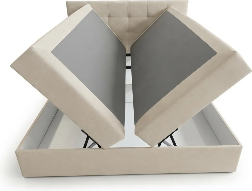 Čalouněná postel boxspring DIRELIS VIBE 160x200 cm krémová Matrace: Matrace Bonell pružinová