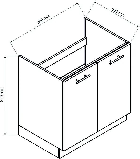 Casarredo - Komfort nábytek D80ZL d. skříňka pod dřez 2-dveřová INGRID bílá/coffee mat