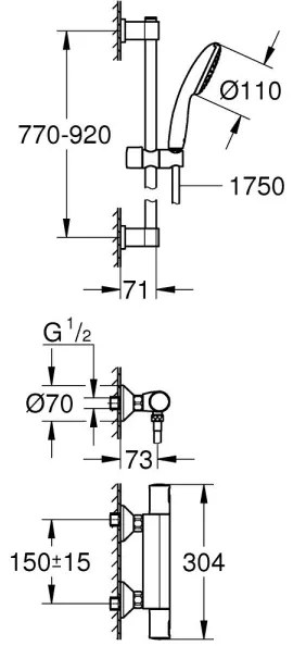 GROHE 34854001 - Termostatická sprchová baterie PRECISION START 900 mm chrom