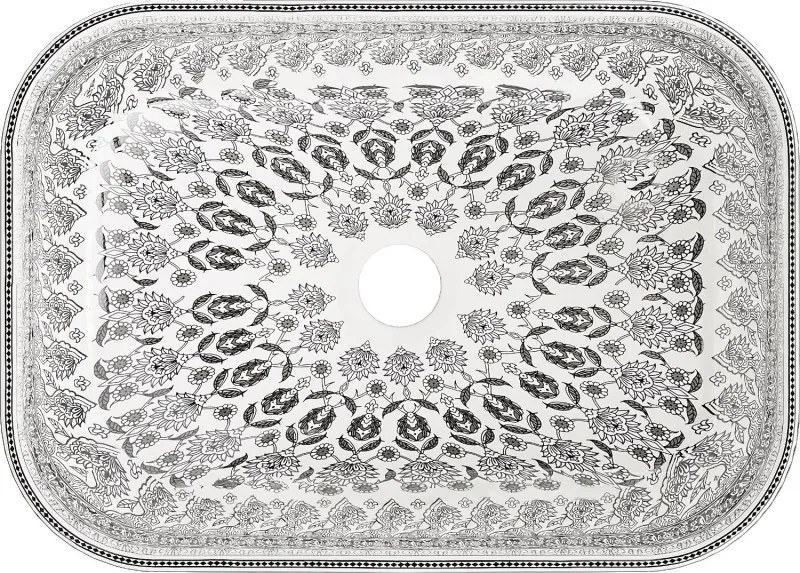 Mexen Rita, umyvadlo na desku 455x325x135 mm, bílá-černý vzor, 21084586