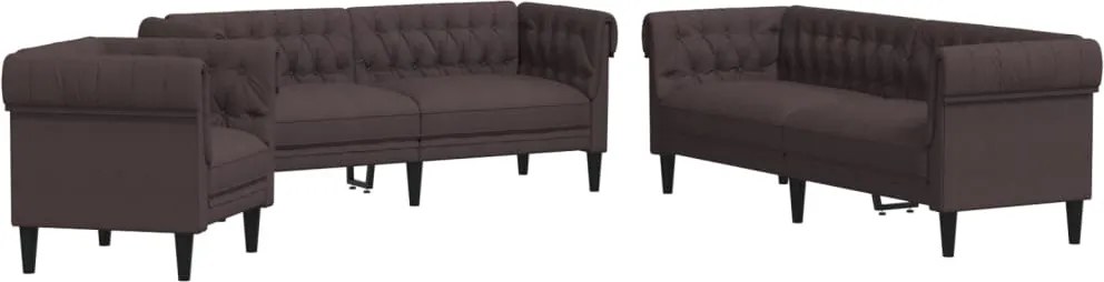 3dílná sedací souprava tmavě hnědá textil 3209194