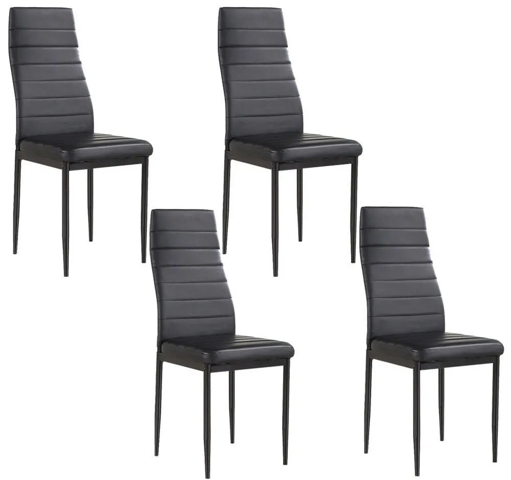 4 kusová sada jídelních židlí, černá