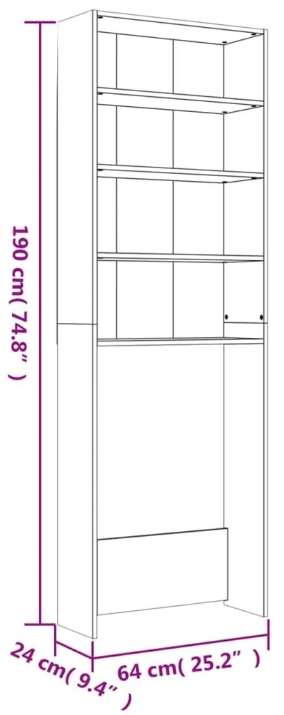 vidaXL Marketos Skříňka nad pračku dub sonoma 64x24x190cm kompozitní dřevo