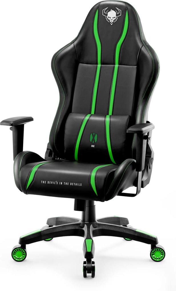 Herní křeslo z eko kůže Normal Size, černý-zelený: Diablo X-One 2.0