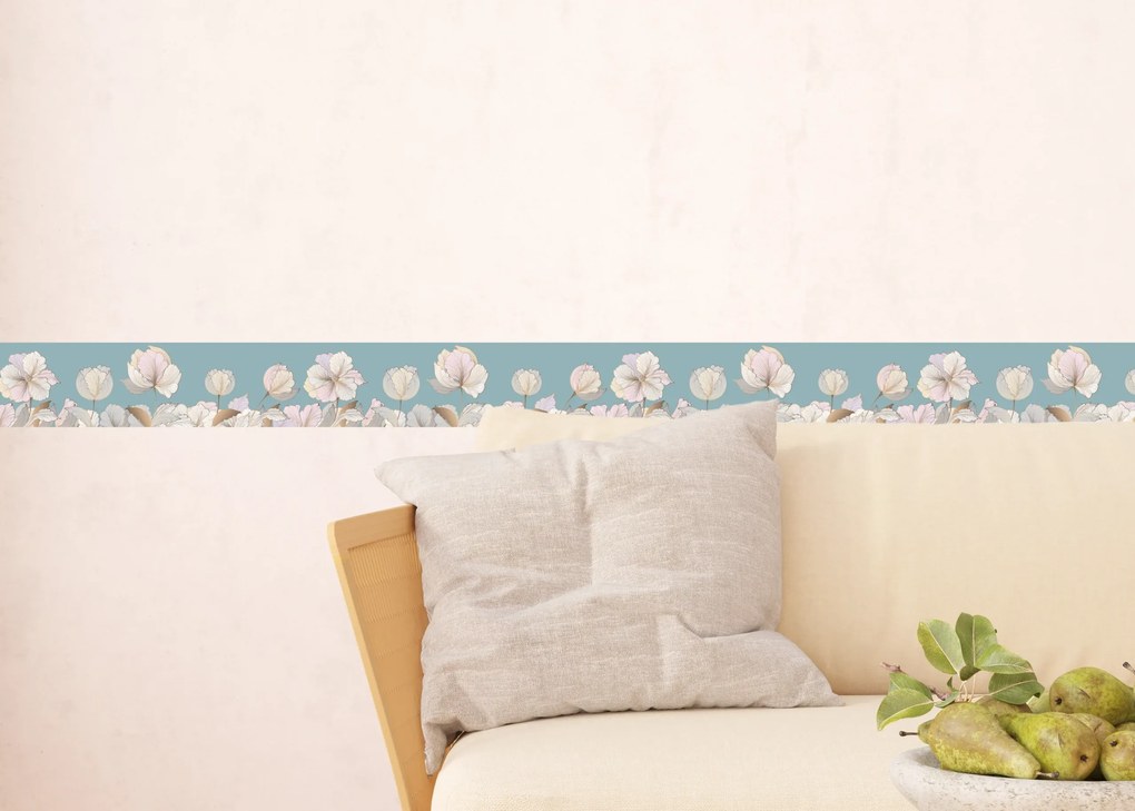 Samolepící bordura na zeď Tyrkysová Pastelová Grafika | 5 m x 13.8 cm | DWB8261