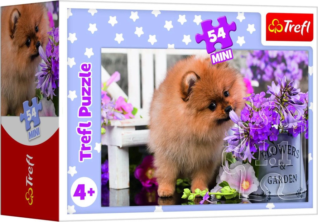 Trefl Minipuzzle 54 dílků Zvířátka - mláďata 4 druhy v krabičce 9x6,5x4cm 40ks v boxu