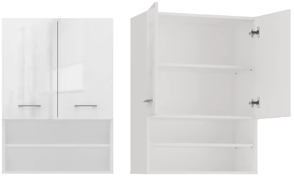 Závěsná skříňka nad pračku POLA MINI DK bílá/bílý lesk