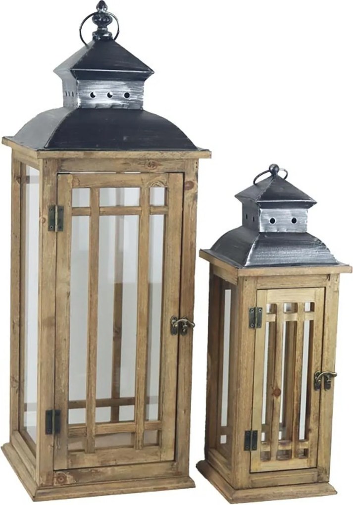 Sada 2 dřevěných luceren Morex D7214, 46,5 a 68 cm