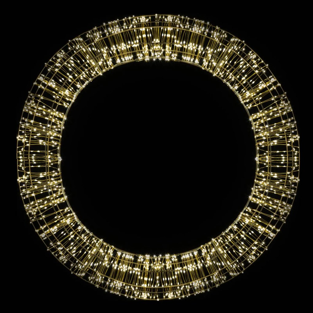 LED vánoční věnec, zlatý, 2 000 LED diod, Ø 75 cm