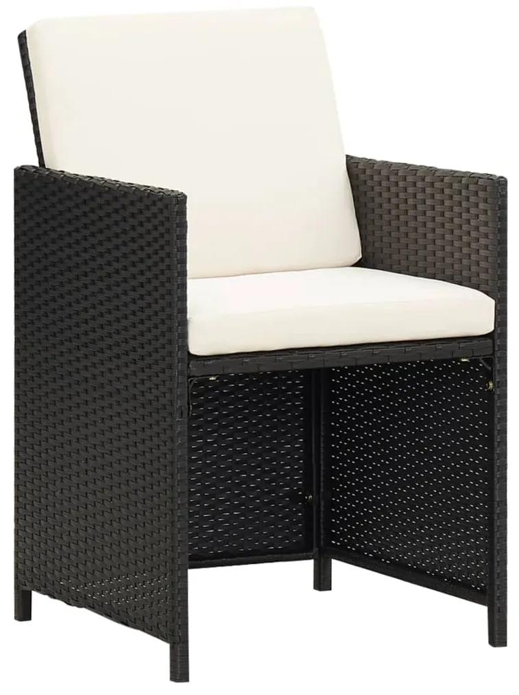 Zahradní židle 2 ks s poduškami a polštáři polyratan černé - Default Title