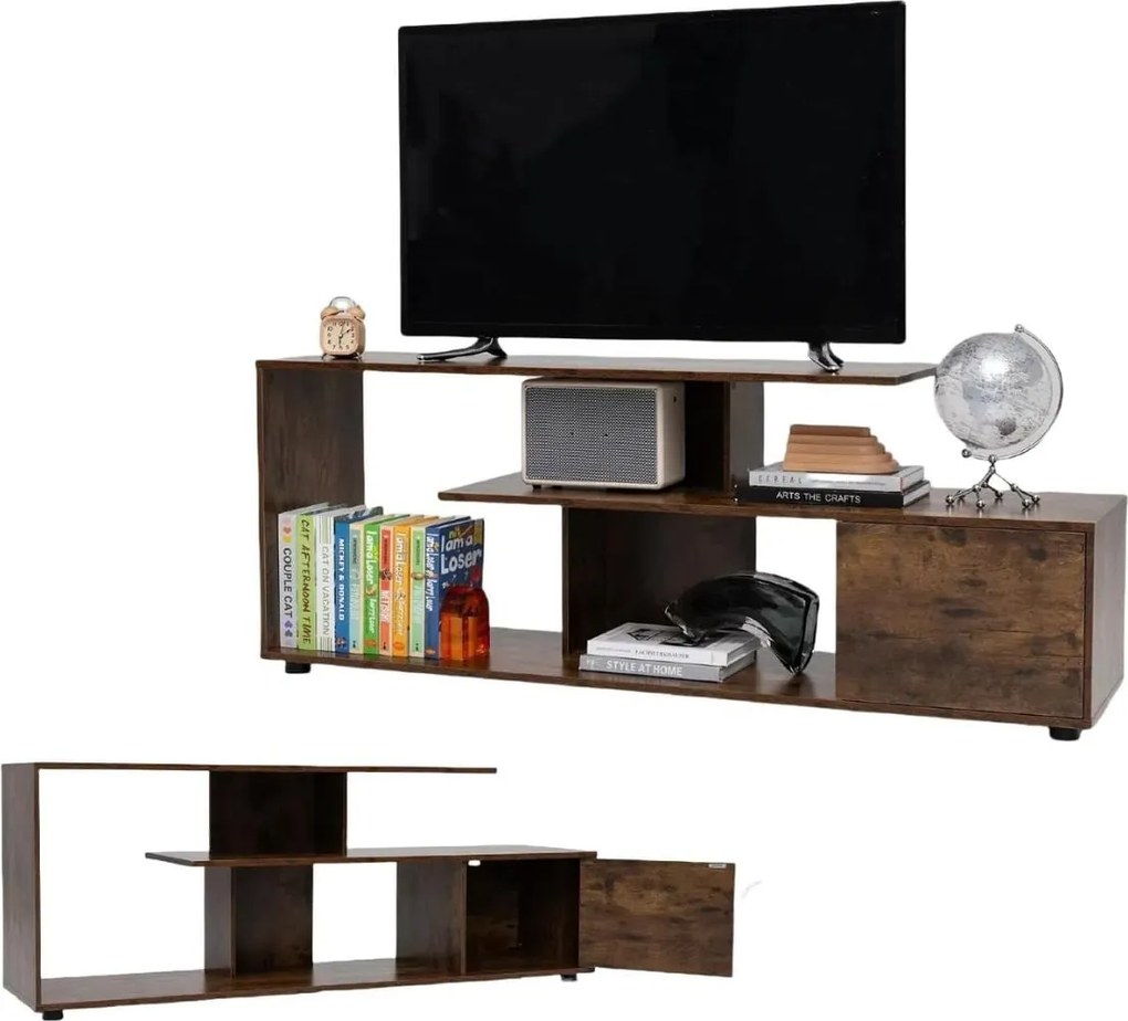 Costway TV stolek pro TV do 55 palců s policemi a skříňkou TV skříň lowboard
