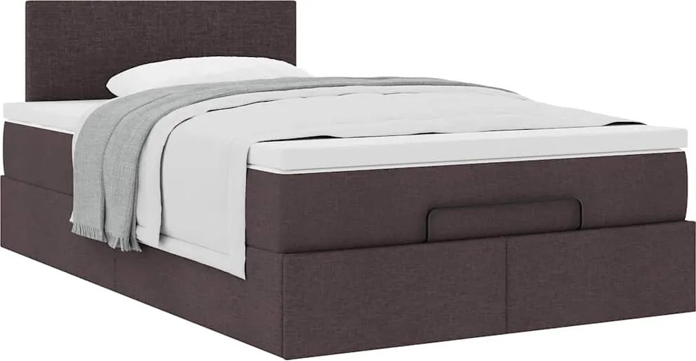 Osmanský rám postele s matrací tmavě hnědá 120x190cm textil 3311362