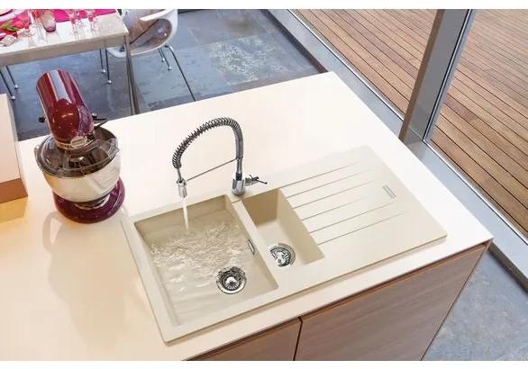 Sinks Perfecto 1000.1 Granitový dřez s vaničkou a s odkapem oboustranné provedení, 100x50cm, sahara, ACRPE100500150