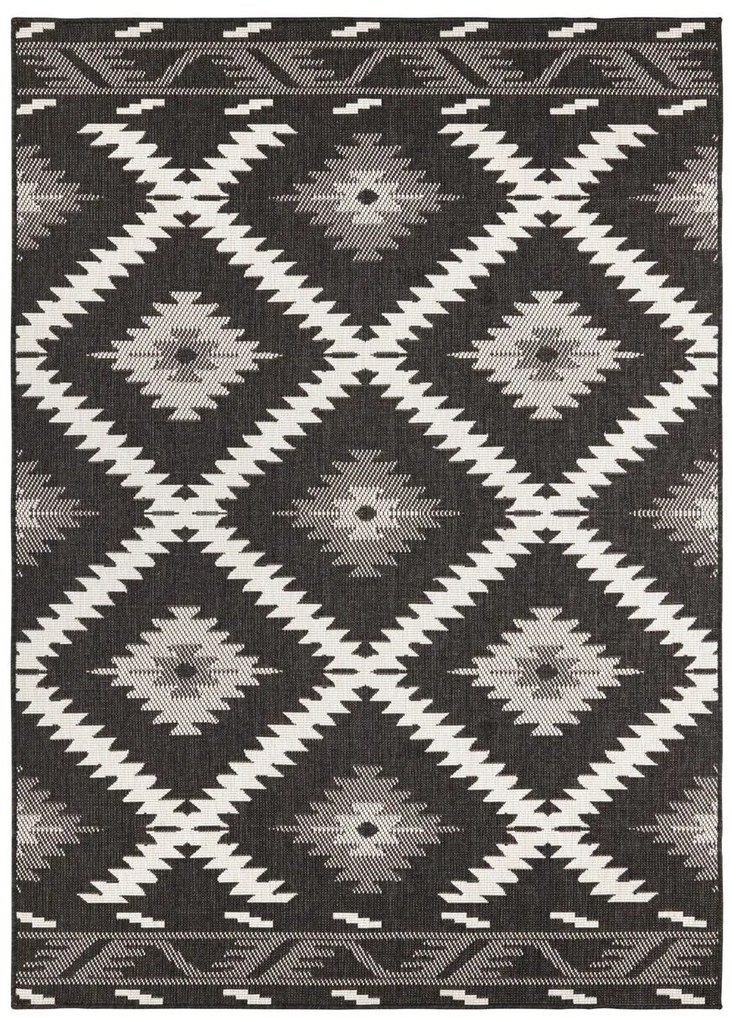 NORTHRUGS - Hanse Home koberce Kusový koberec Twin Supreme 103429 Malibu black creme – na ven i na doma - 80x350 cm