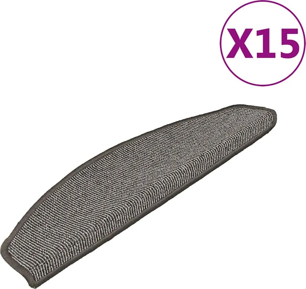 Schodové rohože 15 ks 65 x 21 x 4 cm šedé, půlkulaté, velké 149854