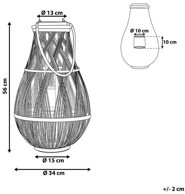 Proutěný lampion bílý 56 cm TONGA Beliani