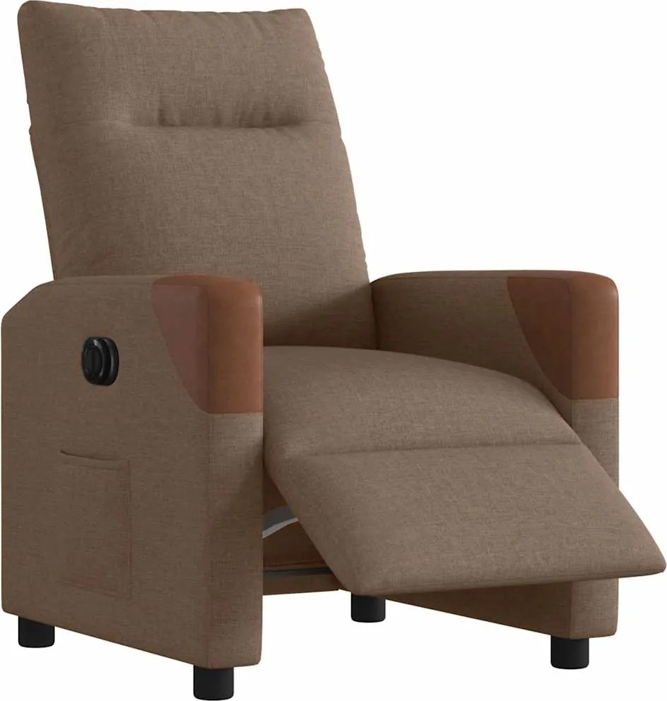 Elektrické polohovací křeslo hnědé textil 3323993