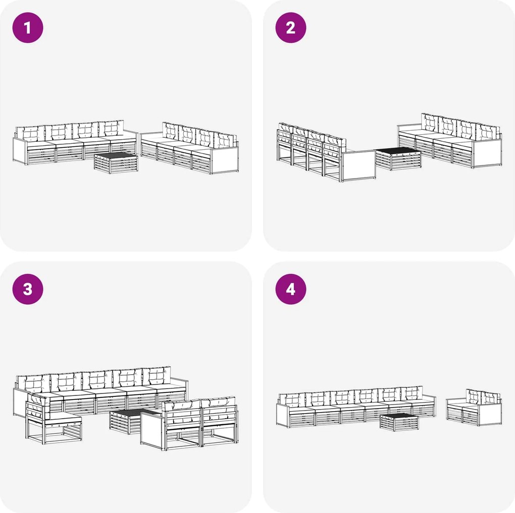 Venkovní pohovková souprava 9 ks Přírodní a světle šedá 3383174