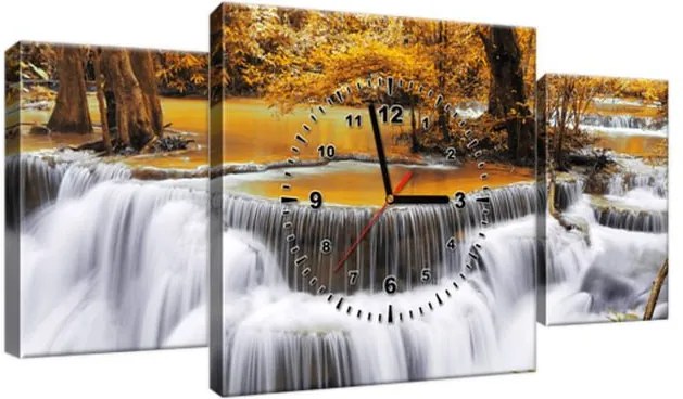 Tištěný obraz s hodinami Vodopád Dong Pee Sua Orange v Thajsku 80x40cm ZP2489A_3AX