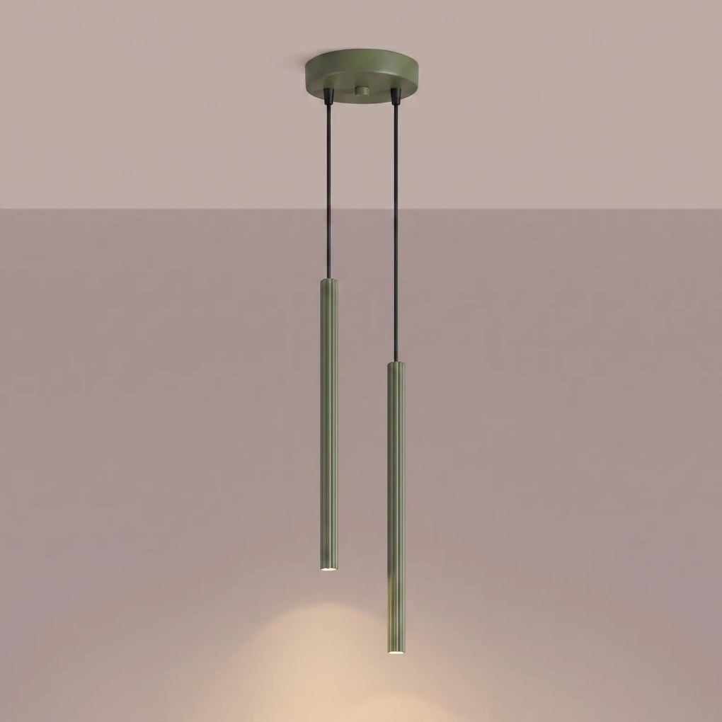 Sollux Lighting Závěsné svítidlo ARCHE 2P olivově zelené