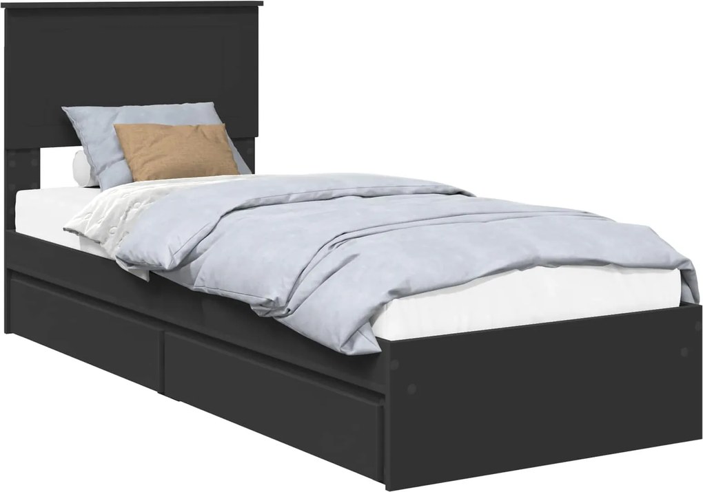 Postel s úložným prostorem Černá 75 x 190 cm Kompozitní dřevo 3410848