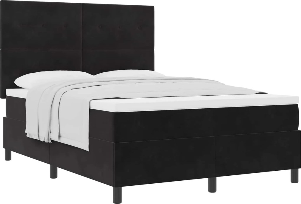 Postel s boxspringem s čelo Černý 140 x 190 cm samet 3339832