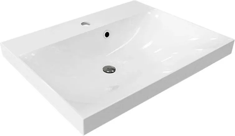 Mereo Mereo, Opto, koupelnová skříňka s umyvadlem z litého mramoru 61 cm, bílá, dub, bílá/dub, černá, CN920M