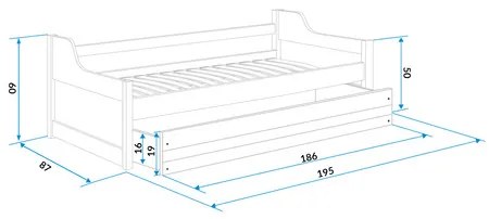 Dětská postel nebo gauč s výsuvnou postelí DAVID 190x80 cm Bílá Bílá