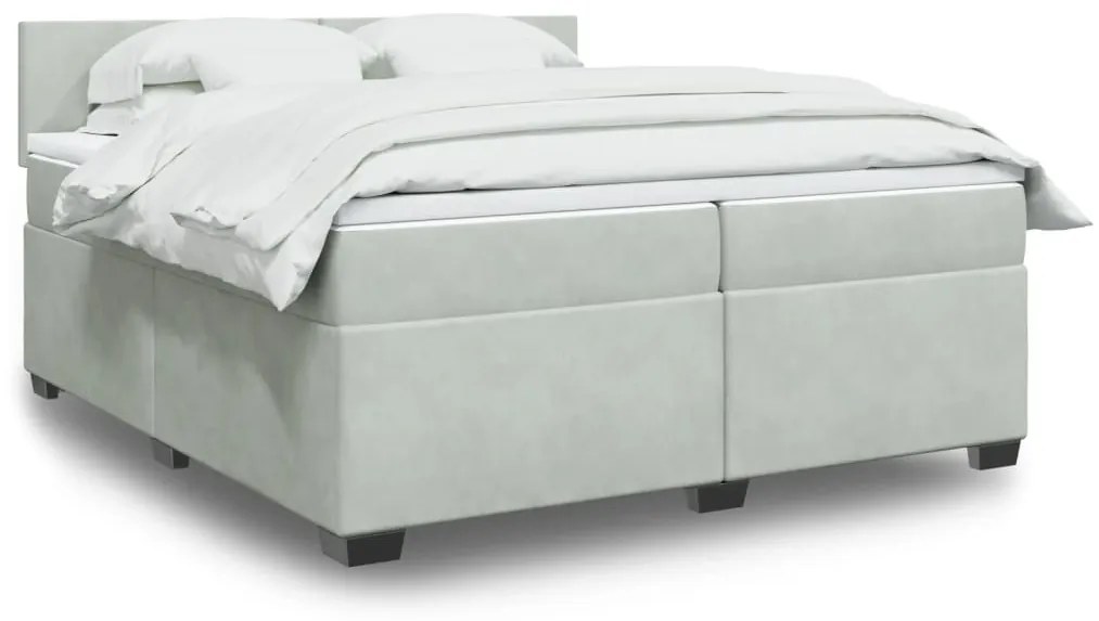 Box spring postel s matrací světle šedá 200x200 cm samet 3288696
