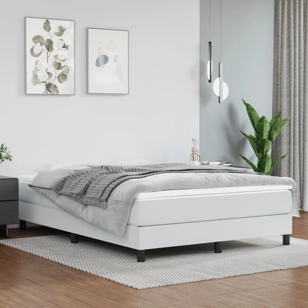 Box spring postel s matrací bílá 140 x 190 cm umělá kůže 3144256