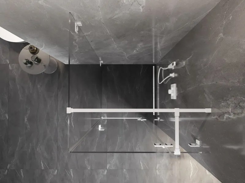 Mexen Lunar T, výklopný sprchový kout pravý 90 x 90 cm, 8mm čiré sklo, bílý profil, 834T-090-090-20-00-P