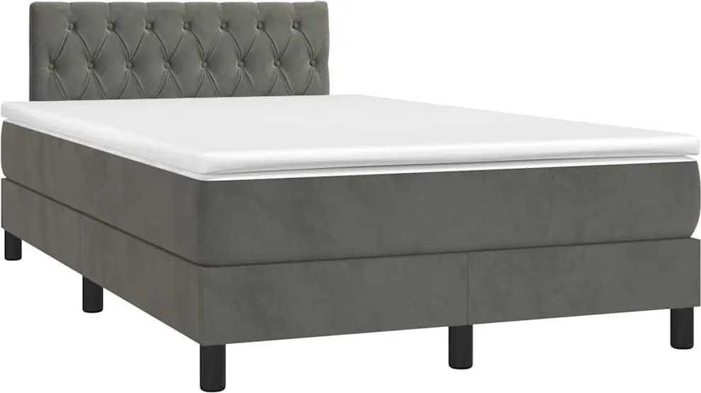 Box spring postel s matrací a LED tmavě šedá 120x200 cm samet 3134574