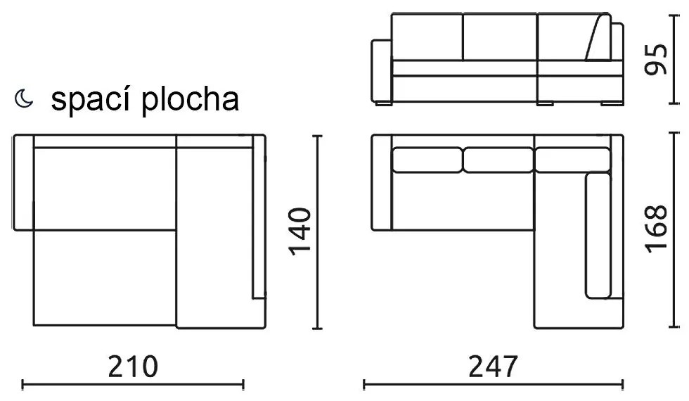 Sedací souprava ISLAND | 247x168 | PRAVÁ | rozklad na každodenní spaní + úložný prostor | VÝBĚR TKANIN