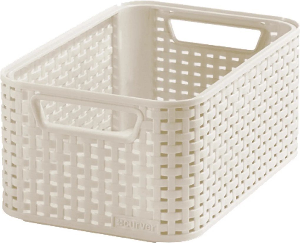 Box úložný Rattan Style2 S, krémový, 28,5 x 12,9 x 19,4 cm