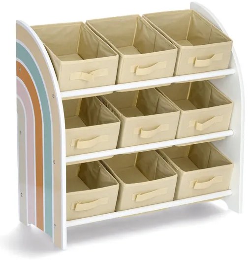 Zeller Present Dětský regál, organizér na hračky s 9 látkovými boxy, RAINBOW