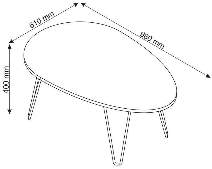 Oválný konferenční stolek Prado, dub sonoma