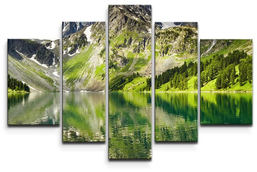 Sablio Obraz - 5-dílný Odraz hor na jezeře - 125x90 cm