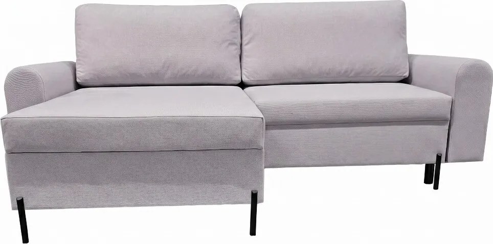 Rohová rozkládací sedací souprava do L PORTINE, 245 cm, s úložným prostorem Roh pohovky: Pravý roh, Barva látky Sawana: Šedo-hnědá (Sawana 11)