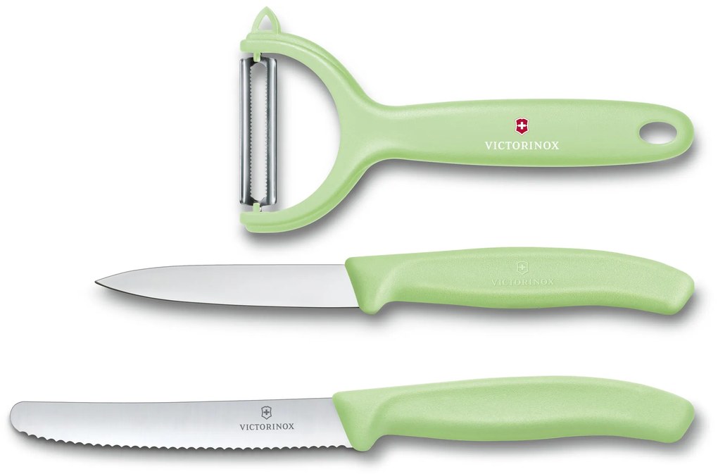 VICTORINOX Sada dvou nožů a škrabky Swiss Classic zelená