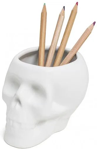 Stojánek na tužky Skull, bílý