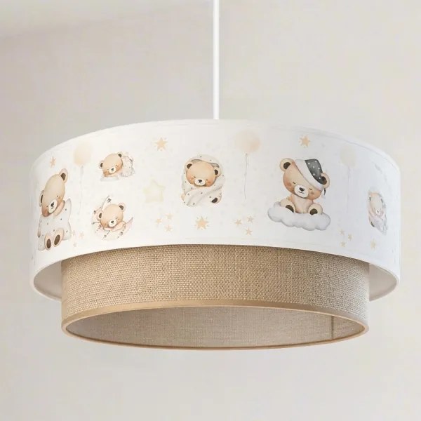 Brilagi- LED Dětský lustr na lanku BOBO 1xE27/60W/230V pr. 40 cm bílá/béž./medv.