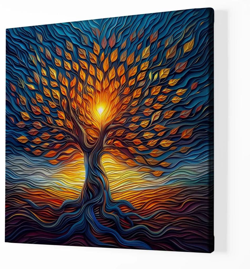 Obraz na plátně - Strom života Plující listy FeelHappy.cz Velikost obrazu: 100 x 100 cm