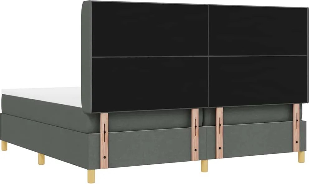 Postel s boxspringem s čelo Tmavě šedá 200 x 200 cm textil 3341855