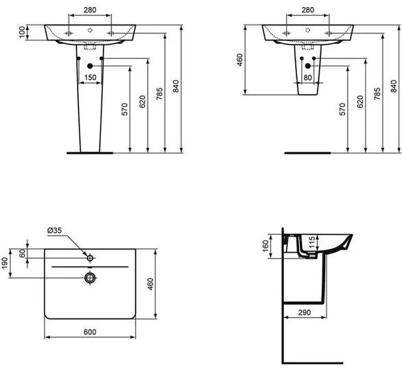 Ideal Standard Connect Air Umyvadlo 60x46 cm E029801