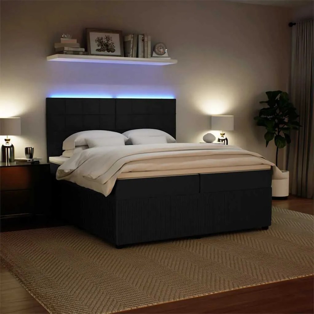 Box spring postel s matrací černá 200x200 cm samet 3294732