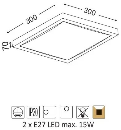 ACA DECOR Přisazené svítidlo INDIANA max. 2xLED 15W/E27/230V/IP20