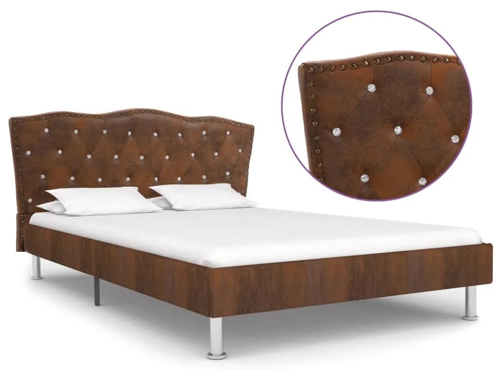 280543 vidaXL 280543  Bed Frame Brown Faux Suede Leather 120x200 cm