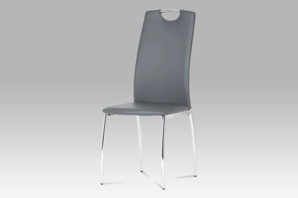 Jídelní židle DCL-419 GREY koženka šedá / chrom